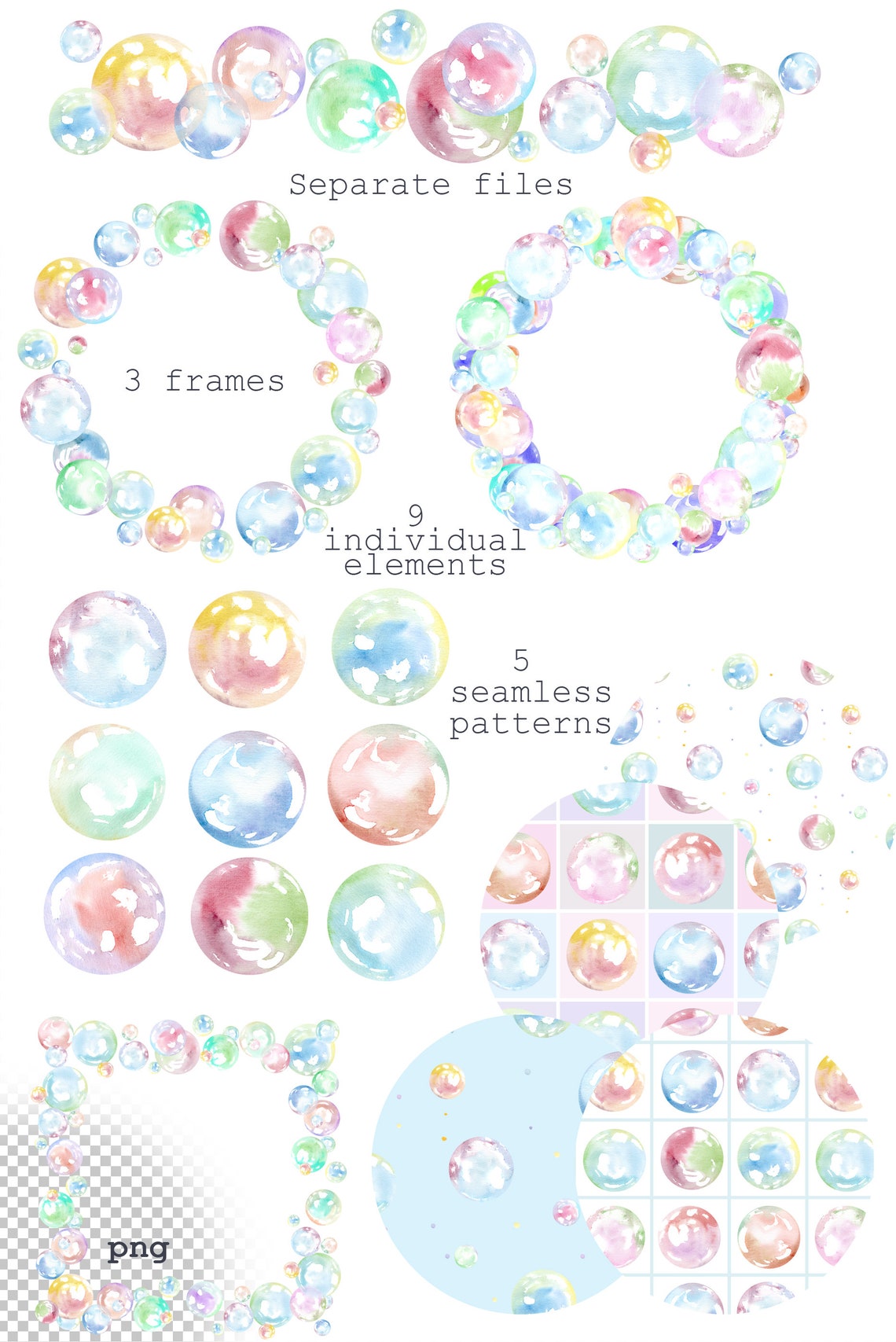 Bubble Watercolor Clipart Nursery Clipart. Digital Paper - Etsy