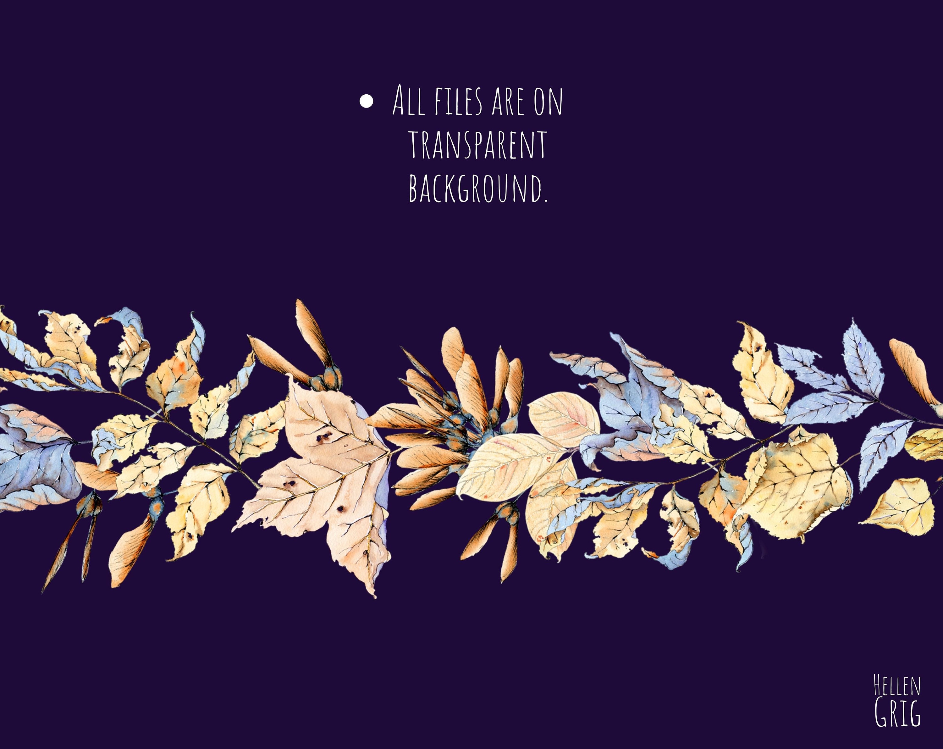 Watercolor Halloween Border Clipart. Fall Seamless Borders. PNG Files ...