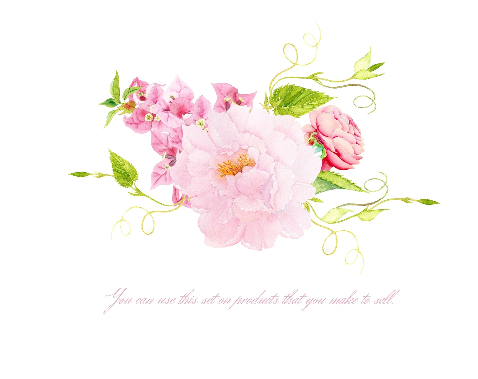Watercolor Flower Clipart Pink Peony Bouquets Floral - Etsy