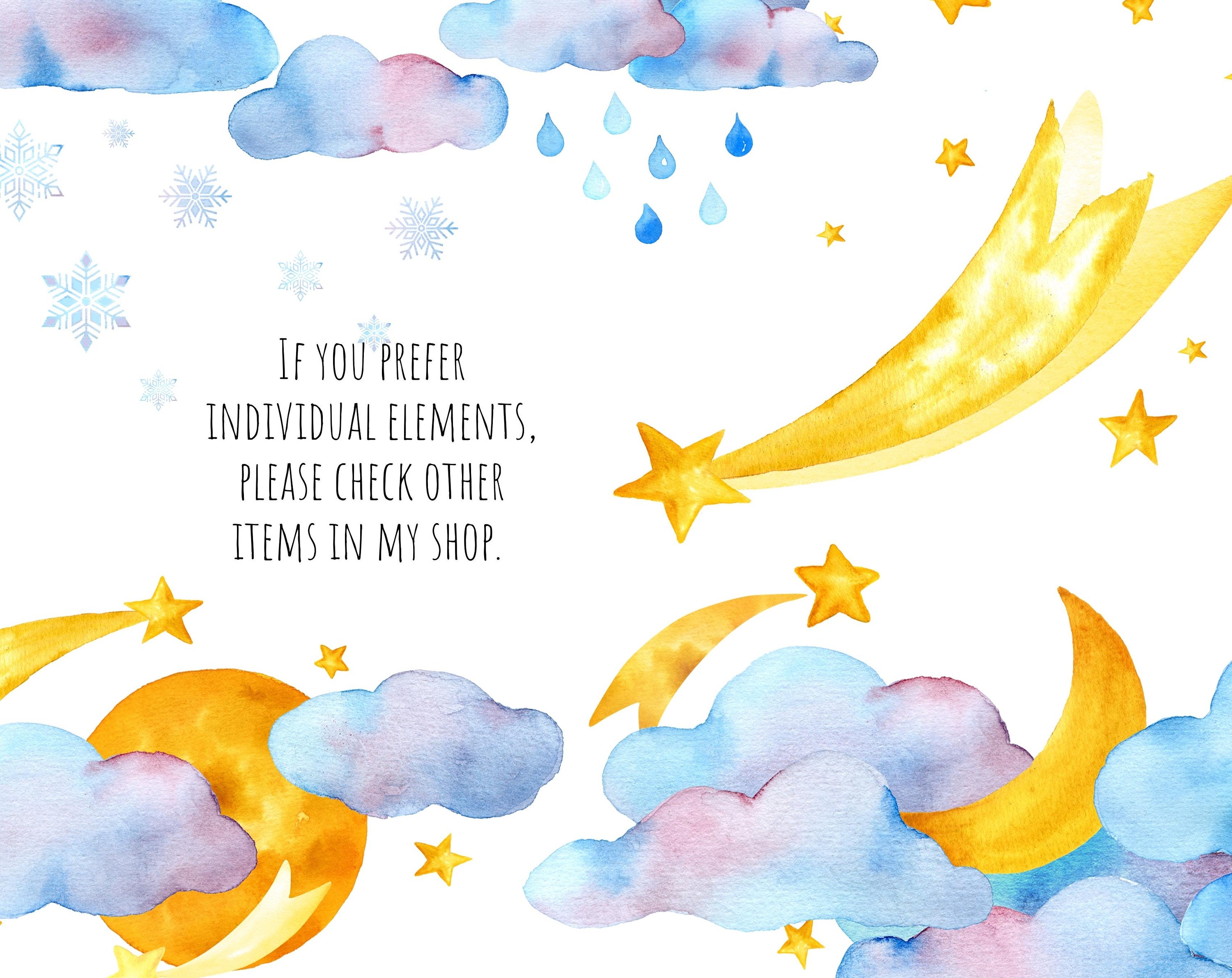 Watercolor Sky Digital Paper, 12 Seamless Patterns. Handpainted Clouds ...