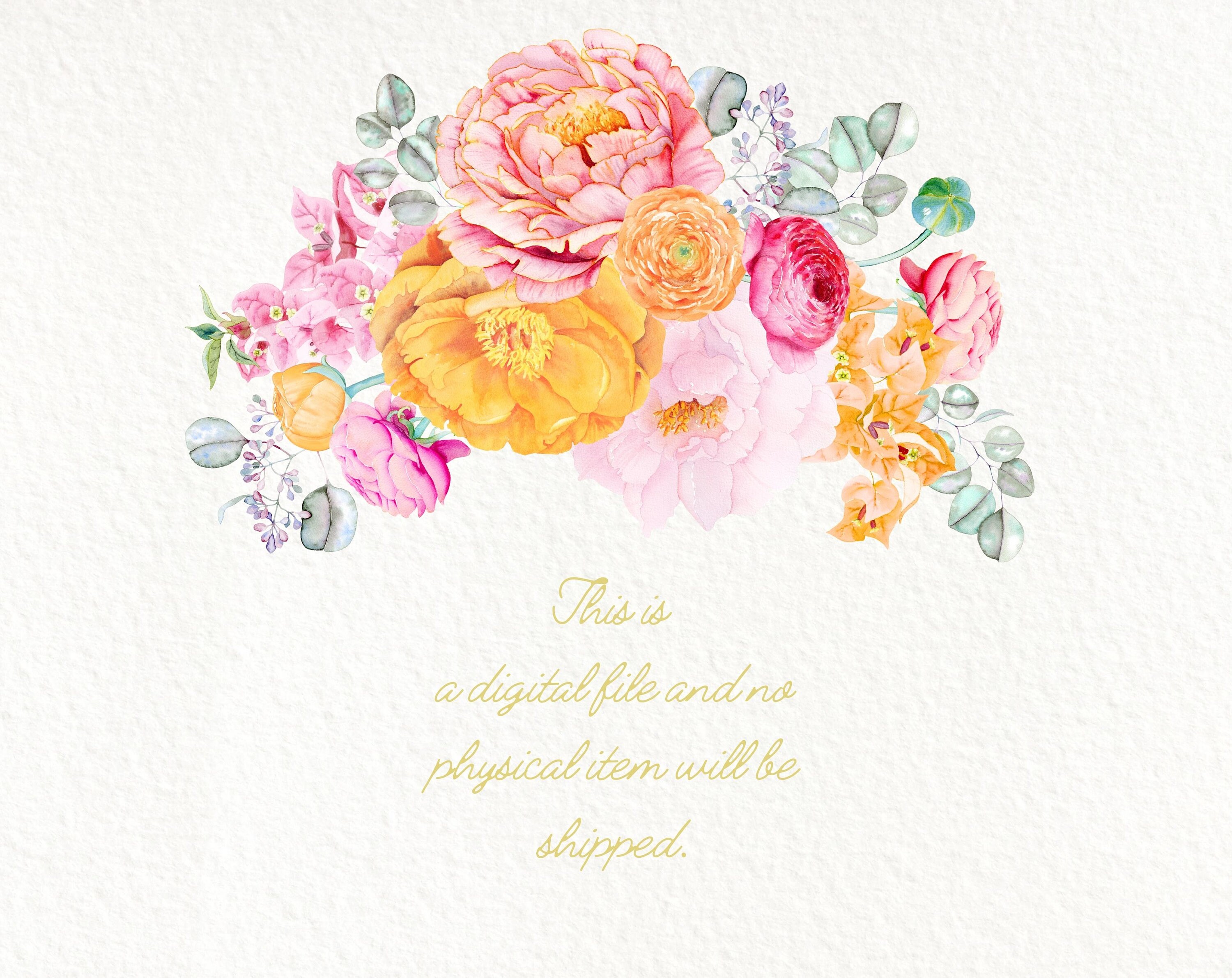 Watercolor Flower Clipart Pink Peony Bouquet Floral - Etsy