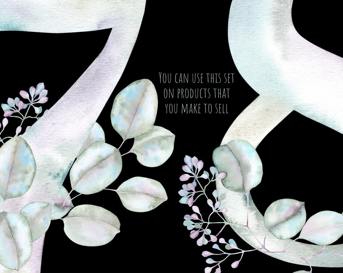 Watercolor Numbers Clipart Hand Painted Number Floral Clip - Etsy