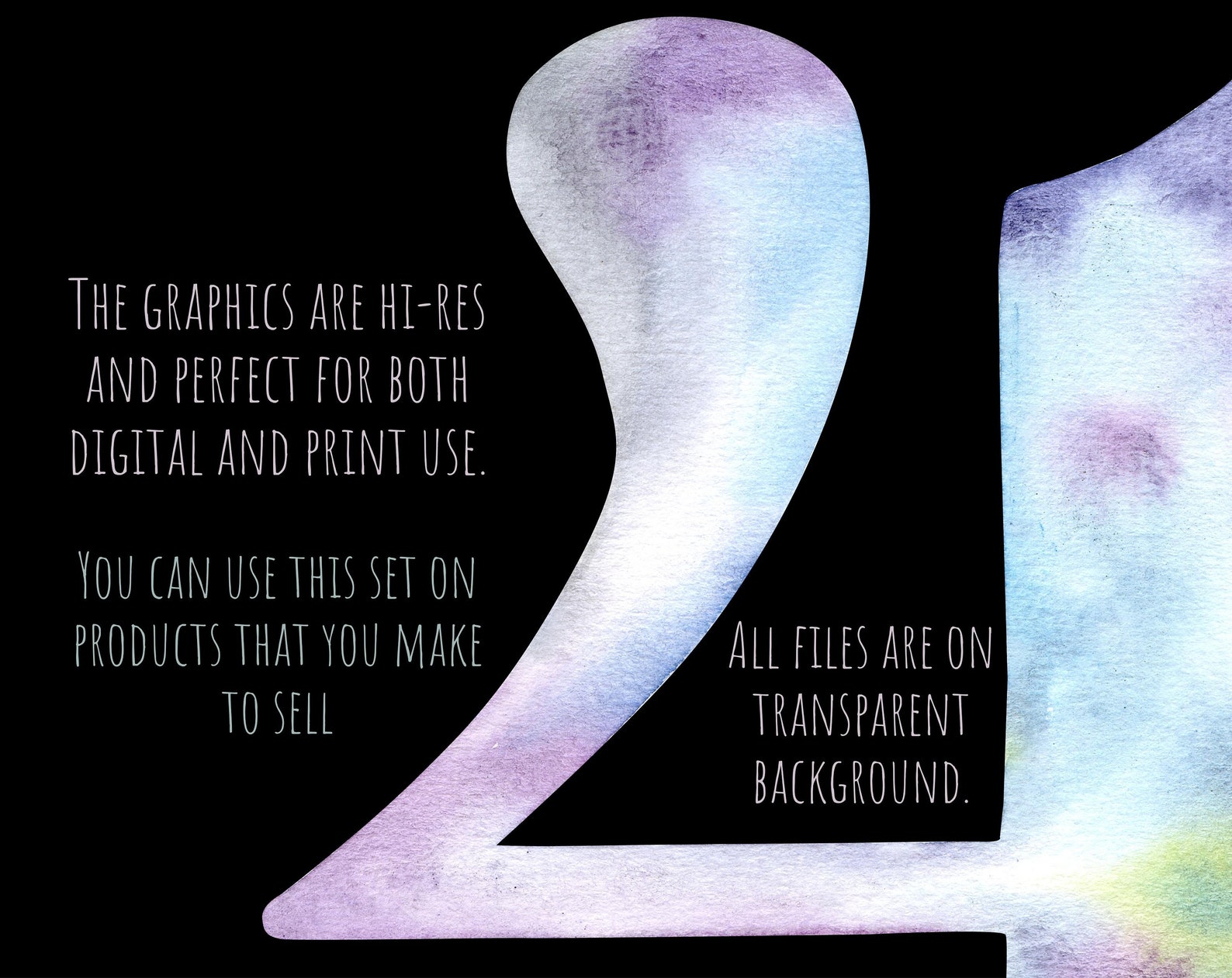 Watercolor Numbers Clipart, Hand Painted Number Floral Clip Art ...