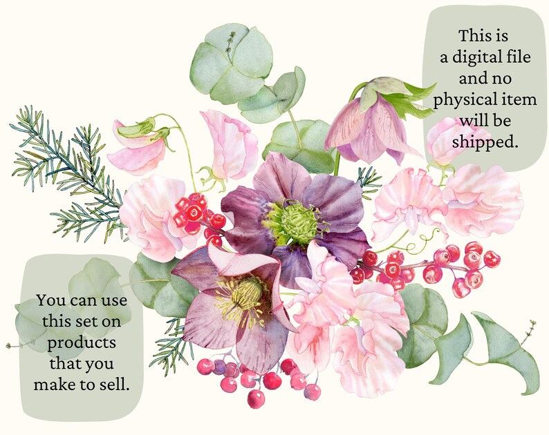 Watercolor Flower Clipart, Winter Bouquet, Floral Arrangements. Wedding ...