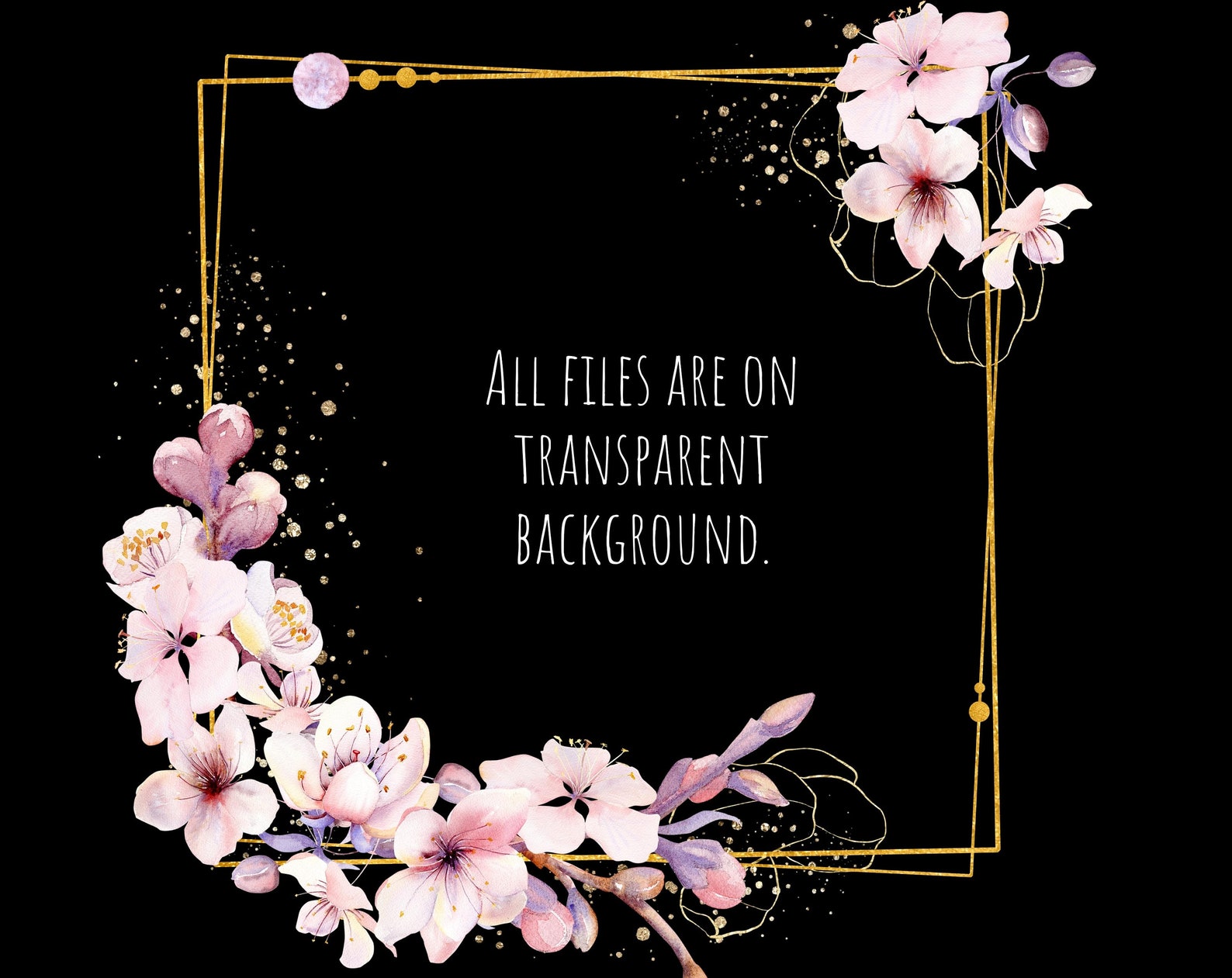 Sakura Frames. Watercolor Floral Geometric Clipart Pink - Etsy