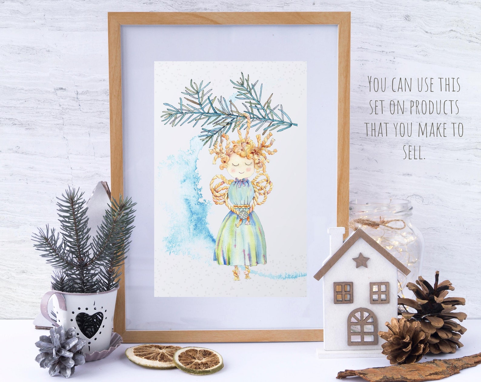 Watercolor Boho Christmas Clipart. Handpainted Winter Clipart. - Etsy