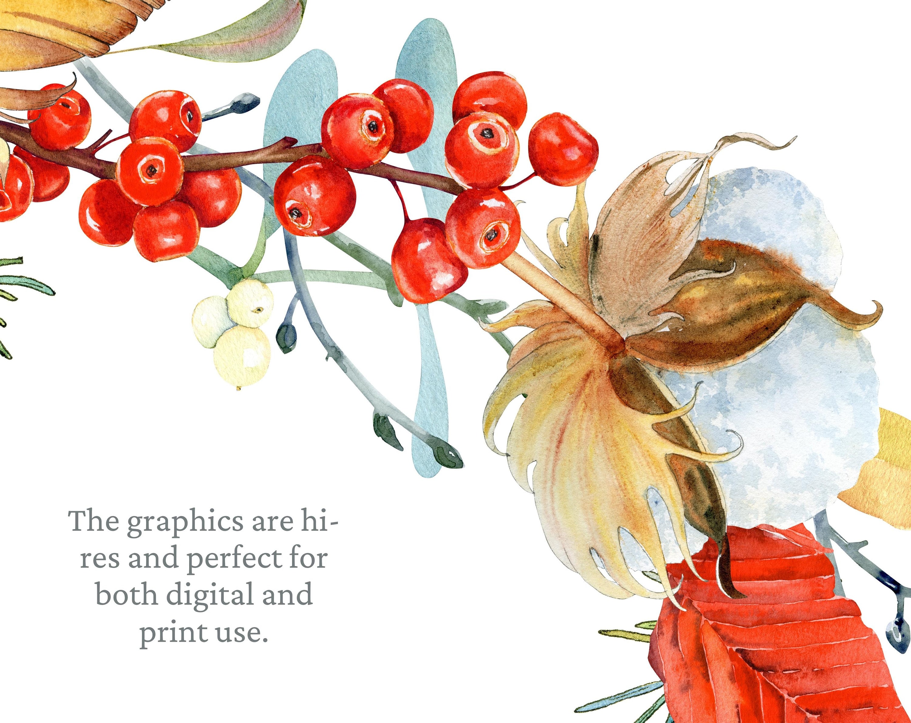 Christmas Watercolor Clipart. Winter Clipart. Watercolor Christmas ...