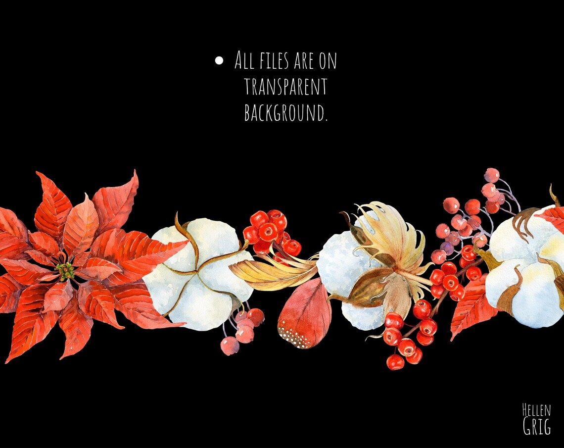 Watercolor Christmas Border Clipart. Winter Seamless Borders. - Etsy