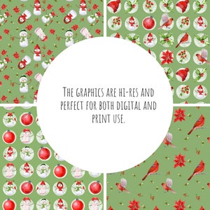 Watercolor Christmas Digital Paper, 12 Seamless Patterns. Handpainted ...