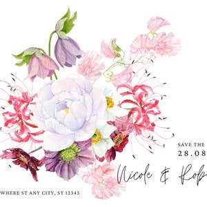 Watercolor Flower Clipart, Pink Peony Bouquet, Floral Arrangements ...