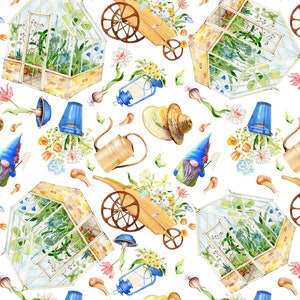 Watercolor Garden Digital Paper, 12 Seamless Patterns. Handpainted Farm ...