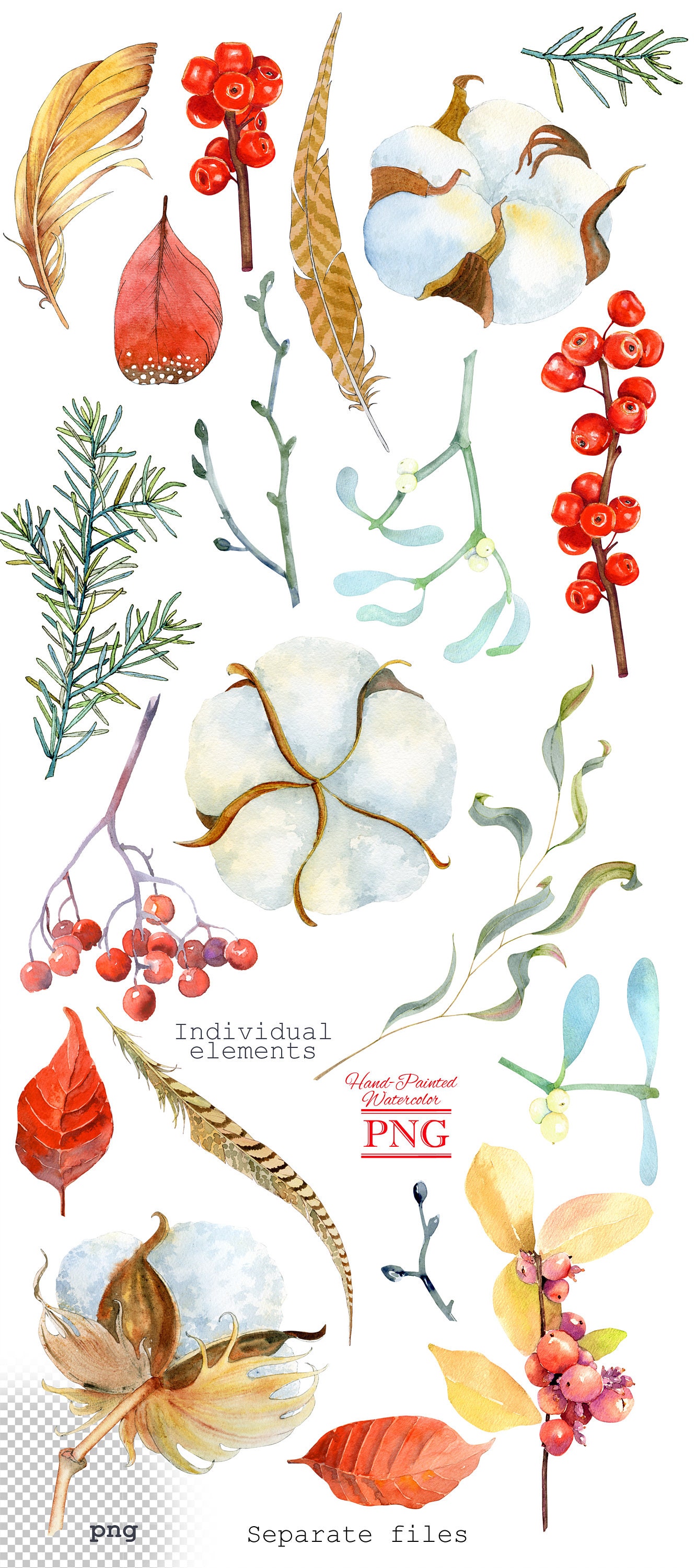 Christmas Watercolor Clipart. Winter Clipart. Watercolor Christmas ...