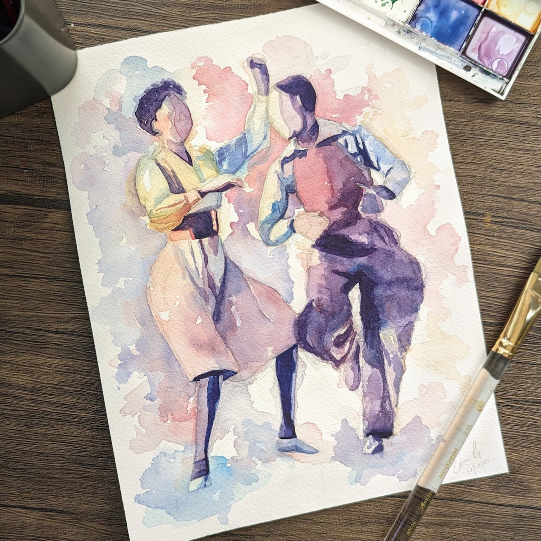 Swing Dance Watercolor Print Leon James and Willa Mae Ricker Jazz Dance ...