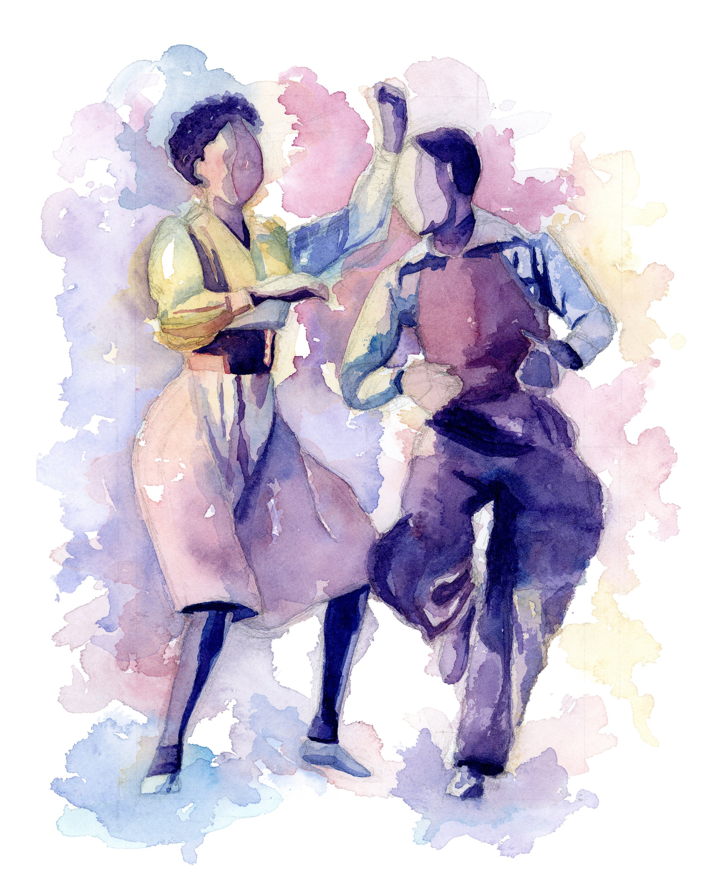 Swing Dance Watercolor Print Leon James and Willa Mae Ricker Jazz Dance ...