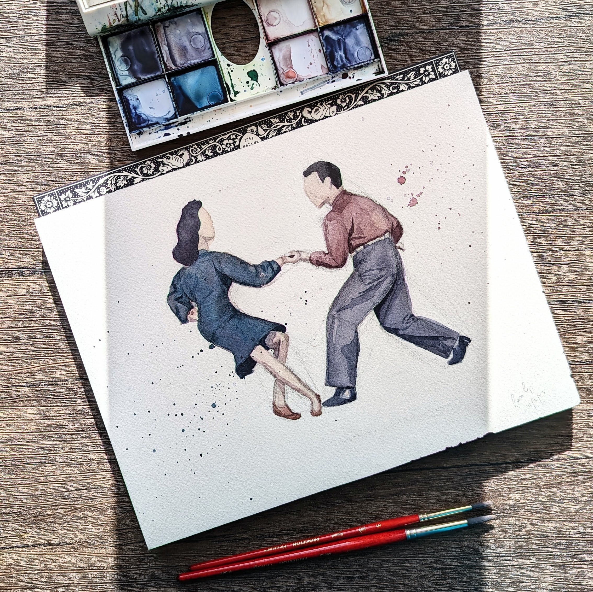 Swing Dance Watercolor Print Jewel Mcgowan and Dean Collins Jazz Dance ...