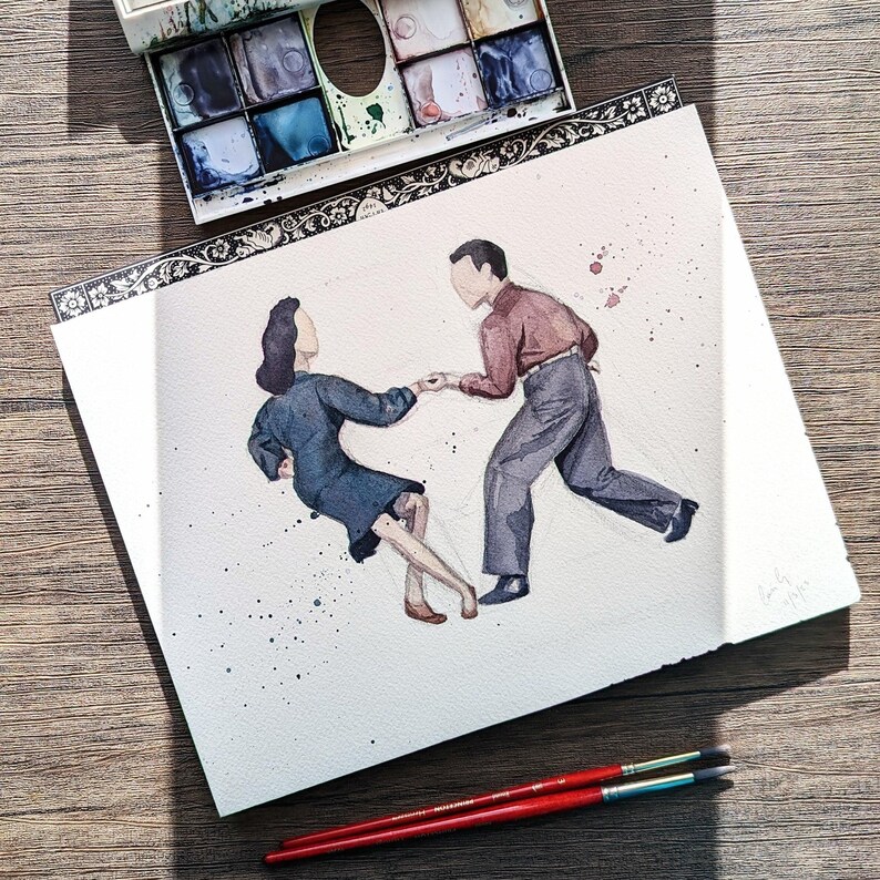 Swing Dance Watercolor Print | Jewel Mcgowan and Dean Collins | Jazz ...