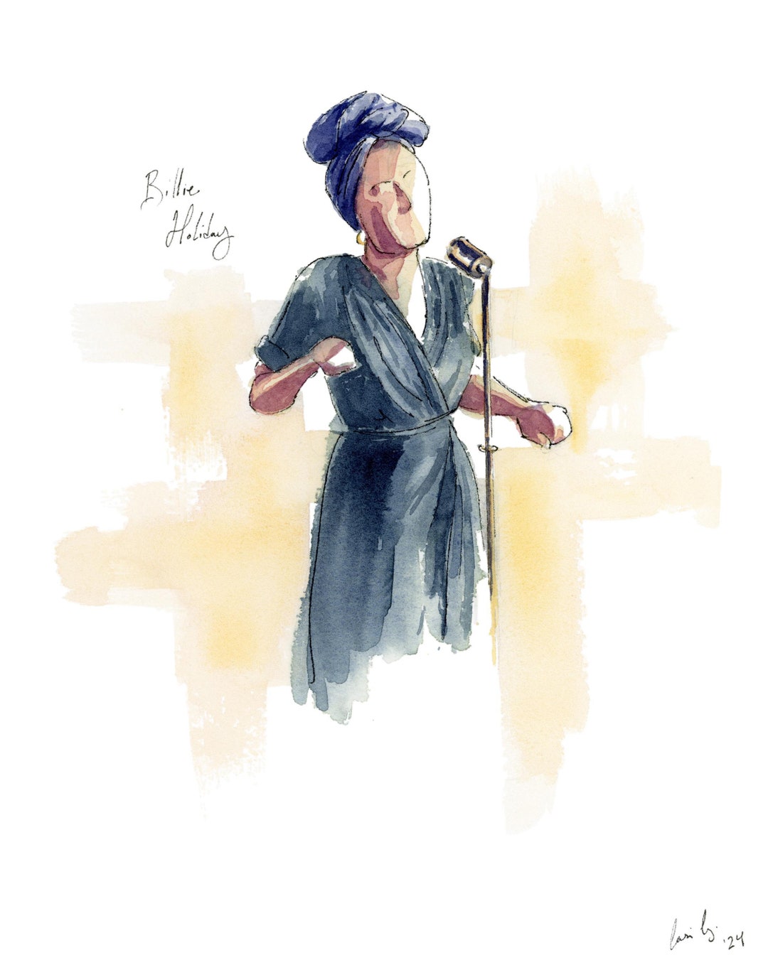 Billie Holiday | Jazz and Blues Singer | Watercolor Print - Etsy
