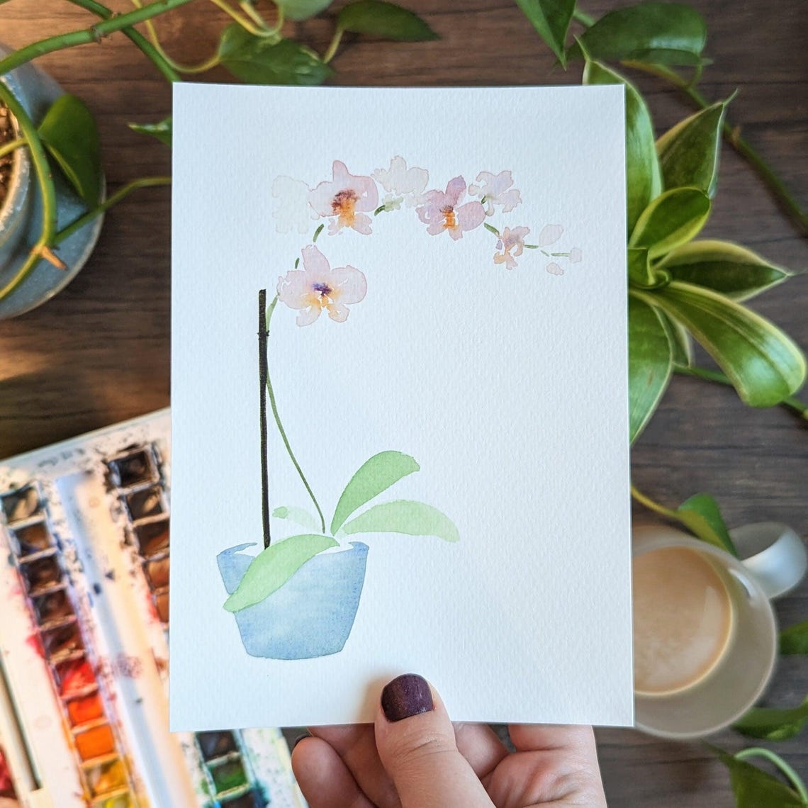 Watercolor Orchid Flower Print - Etsy
