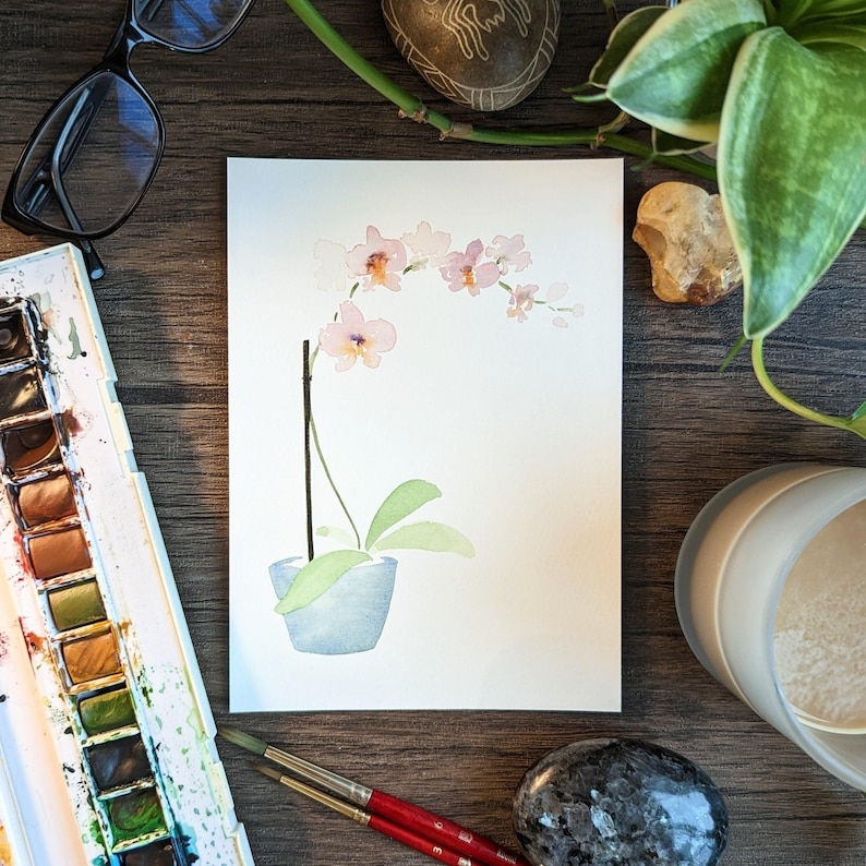 Watercolor Orchid Flower Print - Etsy
