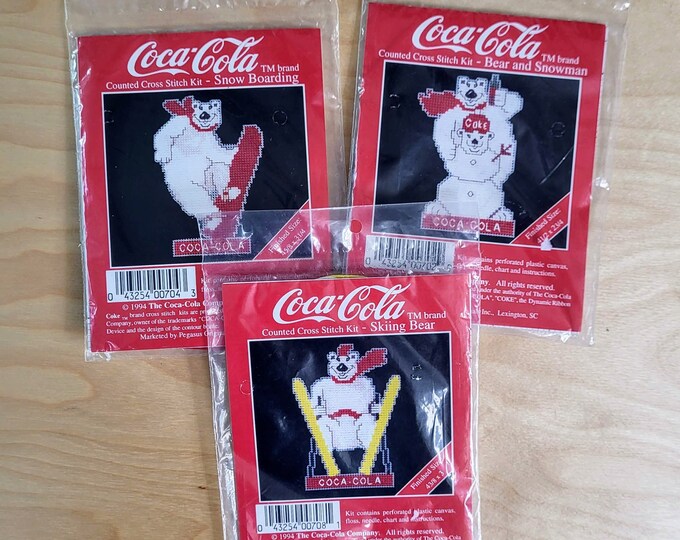 Vintage the Coca-cola Company Counted Cross Stitch Kits Bear and ...