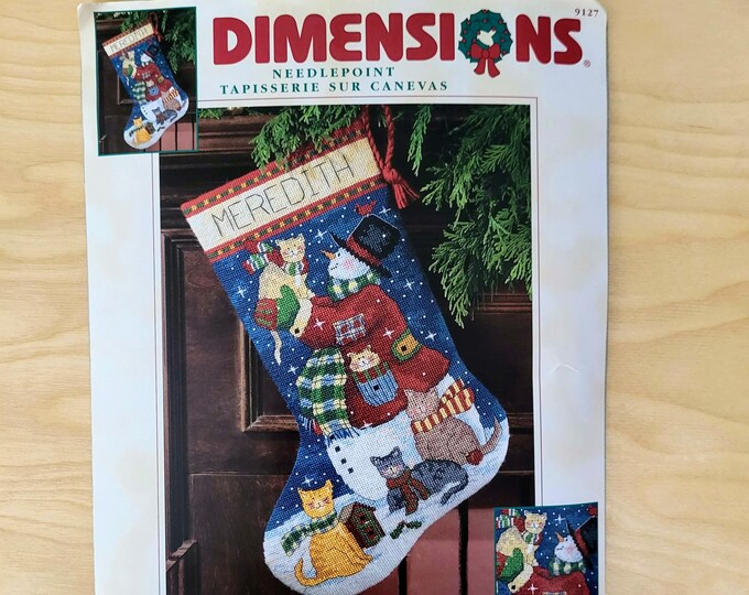 Vintage Dimensions Needlepoint Christmas Stoking Kit Snowman and ...