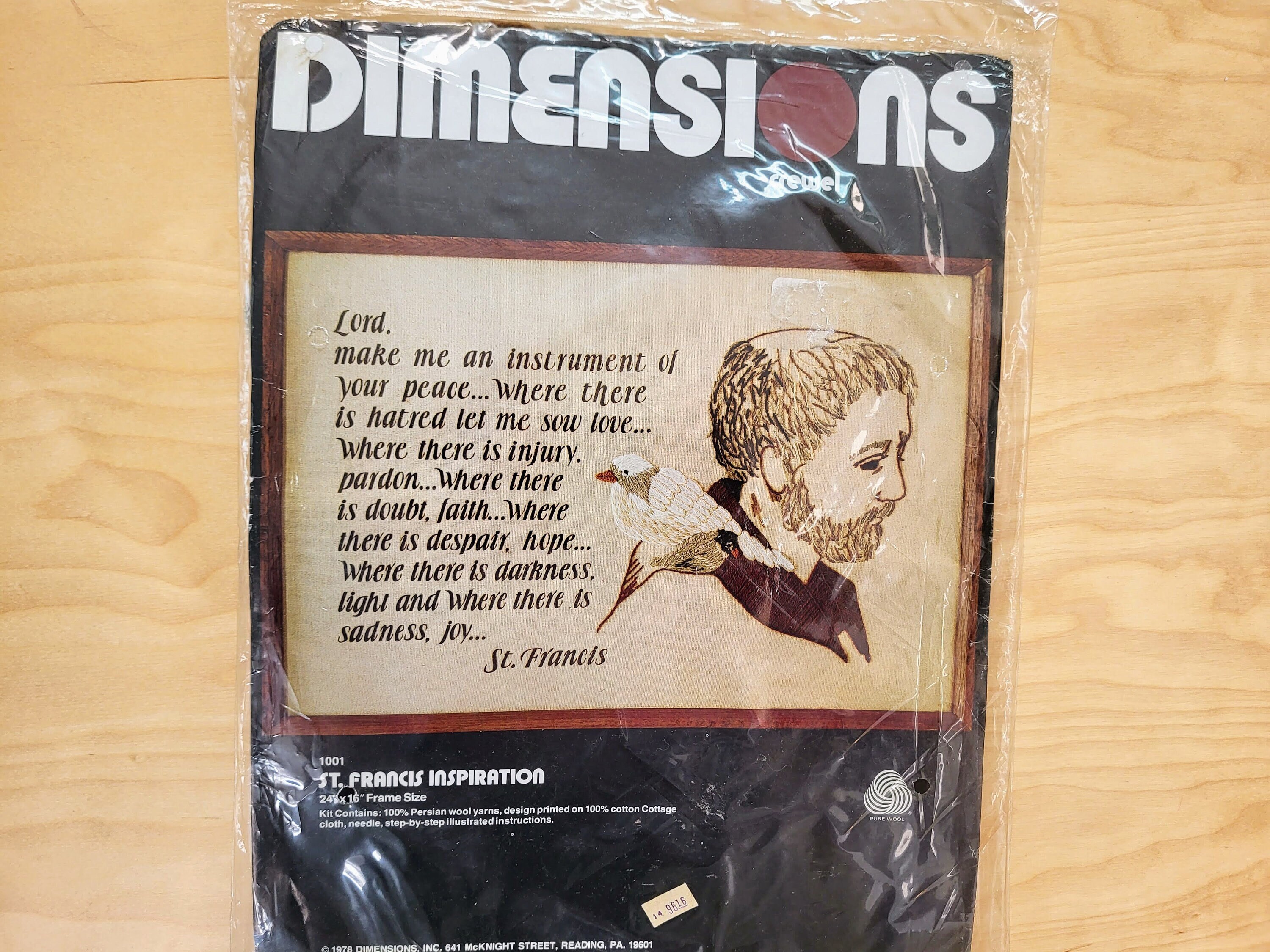 Vintage Dimensions Crewel Embroidery Kit St. Francis Inspiration Lord ...