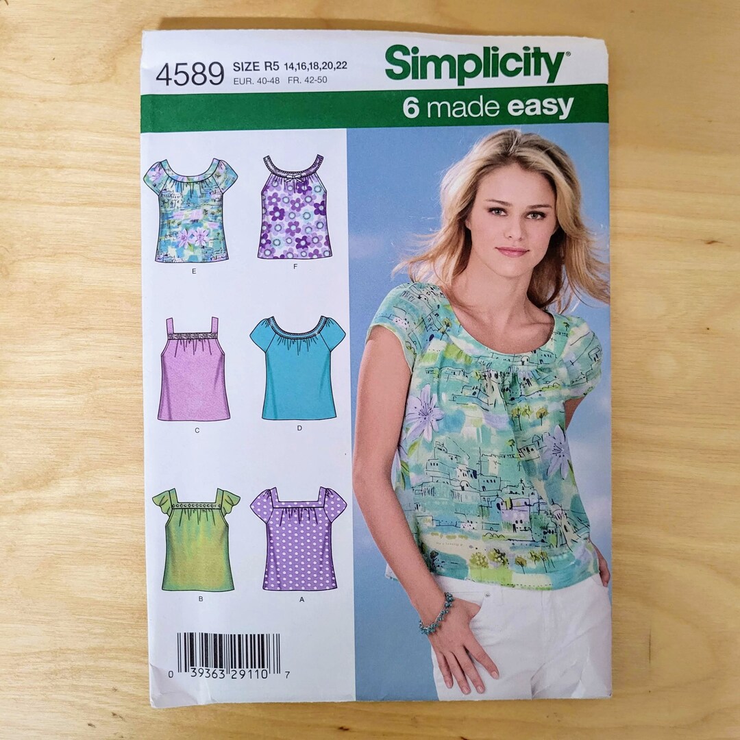 Simplicity Sewing Pattern 4589 Misses' Tops With Sleeve and Neckline ...