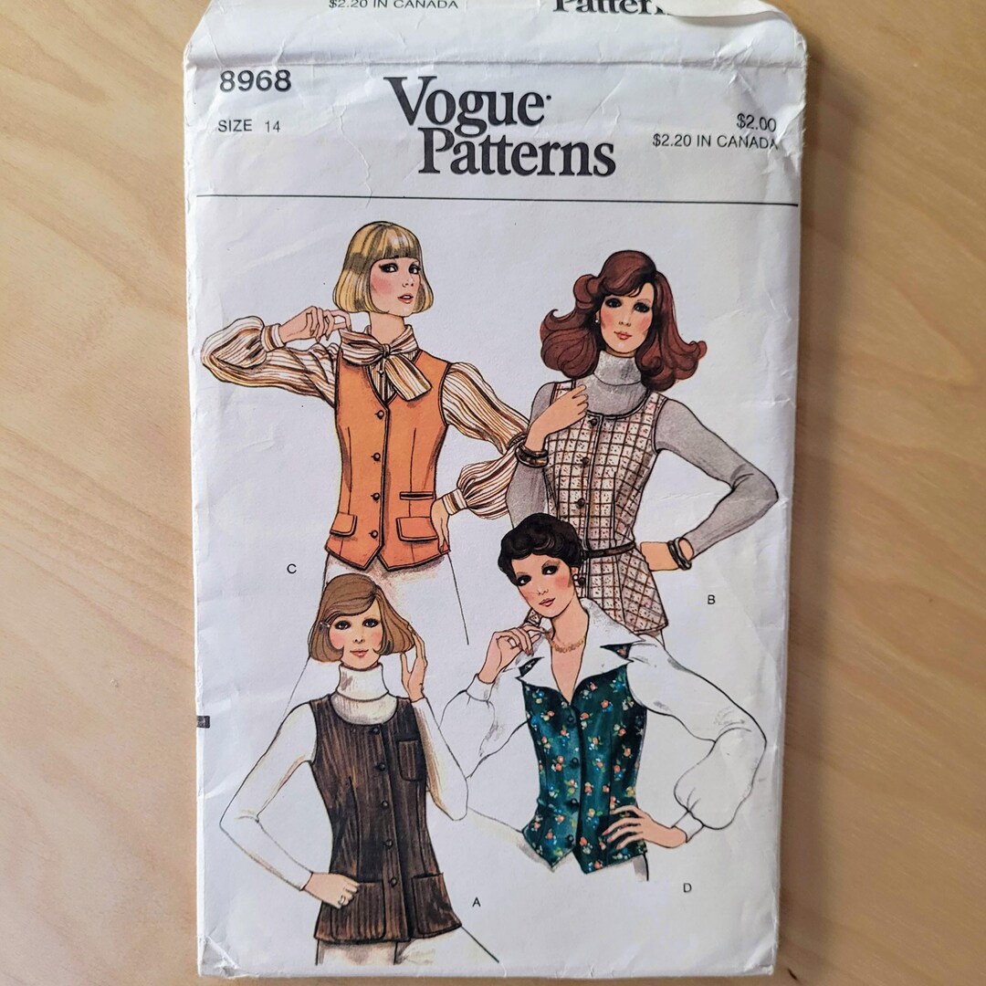 Vogue Sewing Pattern 8968 Misses' Vest Size 14 - Etsy