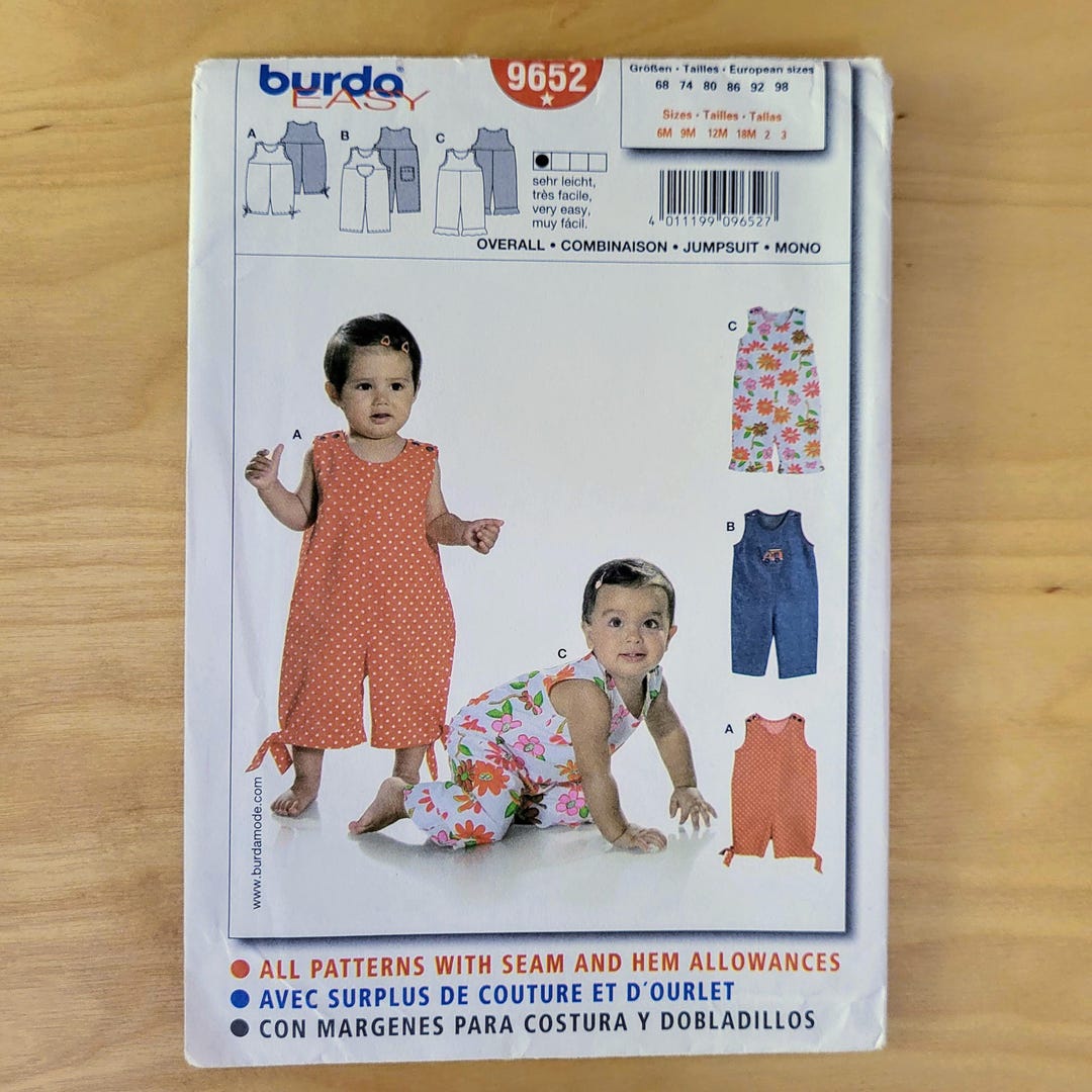Burda Sewing Pattern 9652 Baby Ages: 6 Months-3 Years Dungarees ...