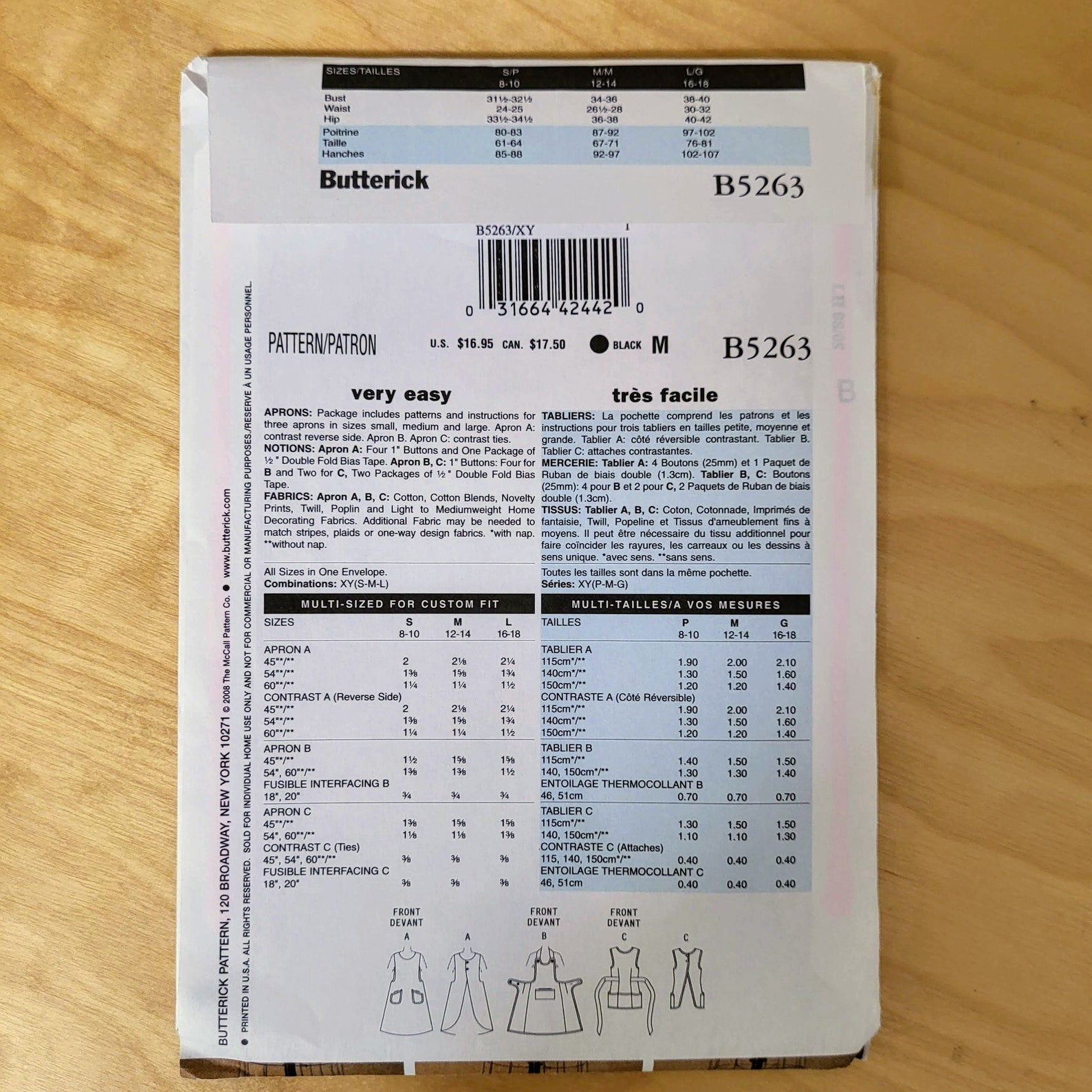 Butterick Sewing Pattern B5263 Women Aprons, Kitchen Aprons Sewing - Etsy