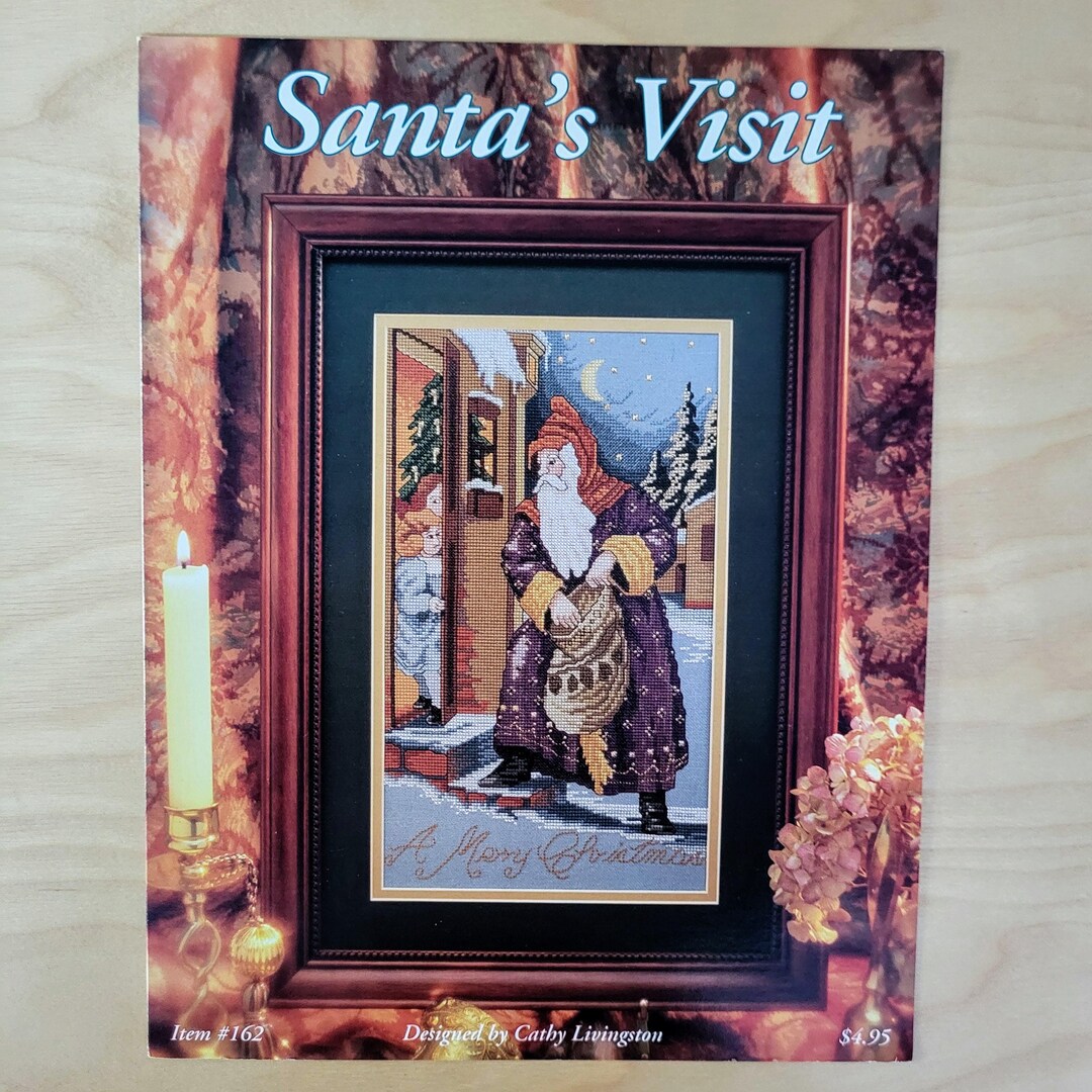 Vintage Just Cross Stitch Counted Cross Stitch Leaflet Santa's Visit ...
