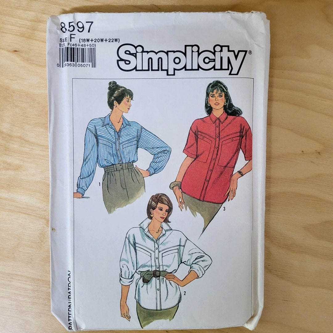 Simplicity Sewing Pattern 8597 Women's Loose Fitting Shirt Size 18-22 ...