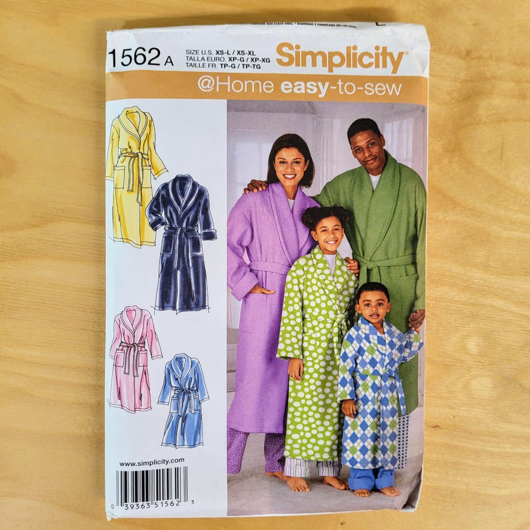 Simplicity Sewing Pattern 1562 Unisex Child Teen Adult Robe & Belt XS-L ...