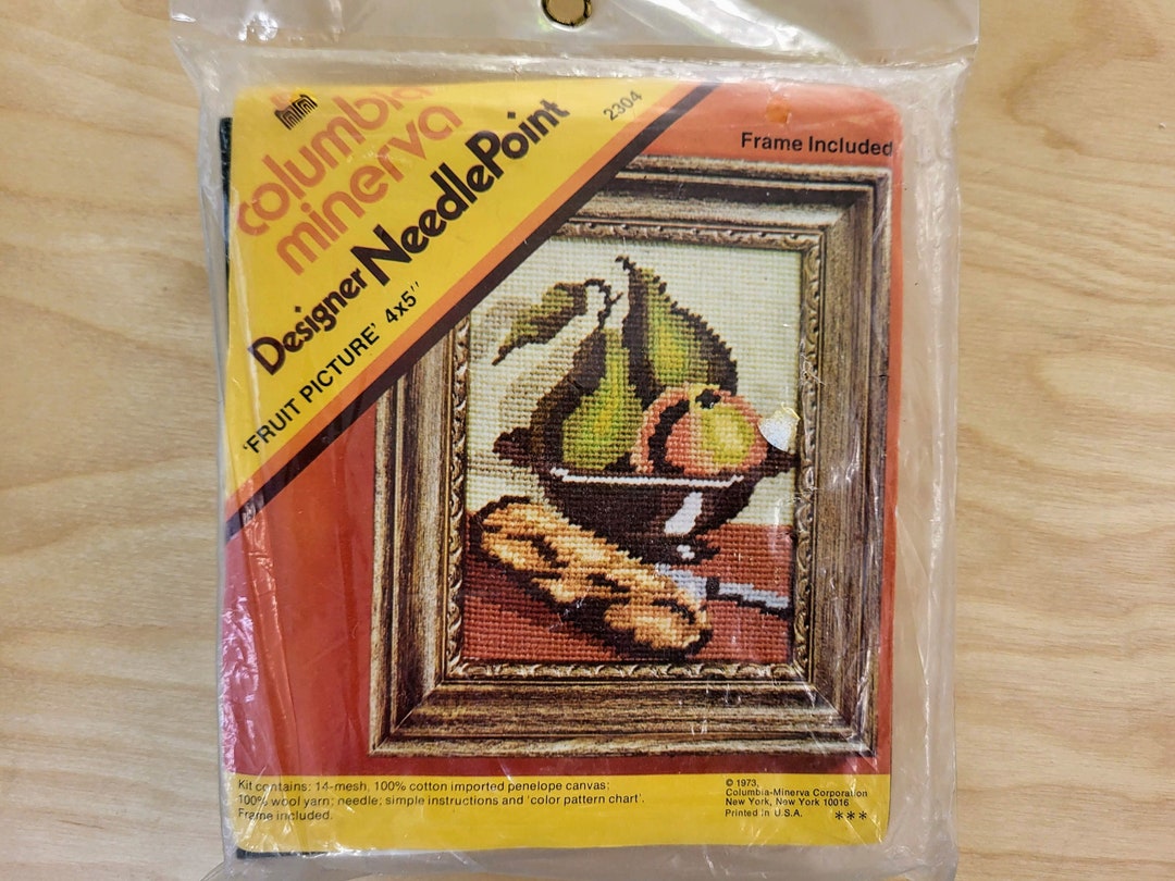 Vintage Needlepoint Kit by Columbia Minerva Fruit Picture - Etsy
