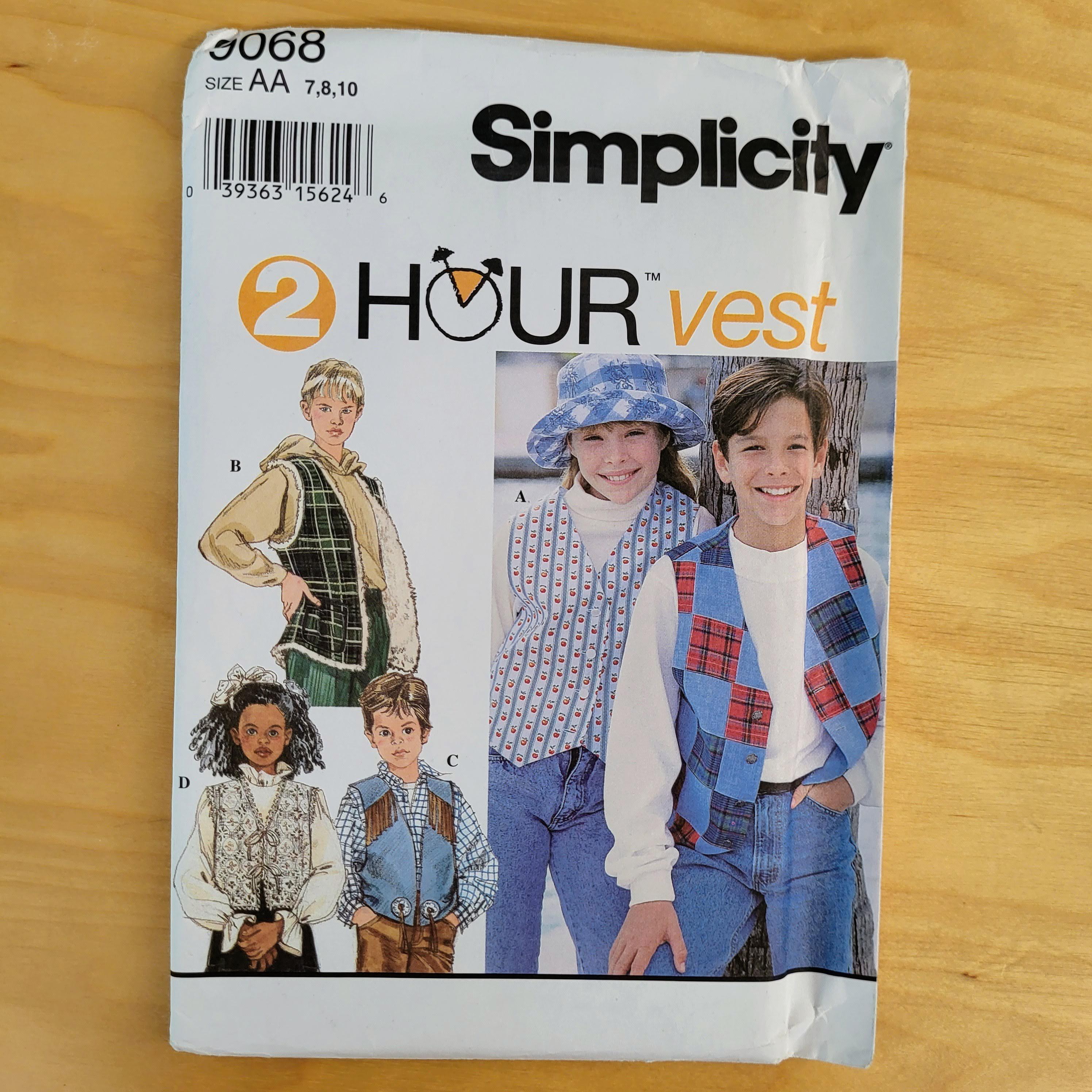 Simplicity Sewing Pattern 9068 Girl's and Boy's Vests, Size 7-10 - Etsy