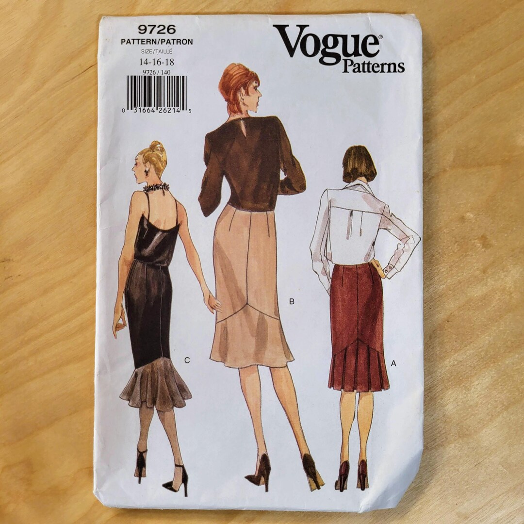 Vogue Sewing Pattern 9726 Misses' Semi-fitted, Lined Skirt With Back ...