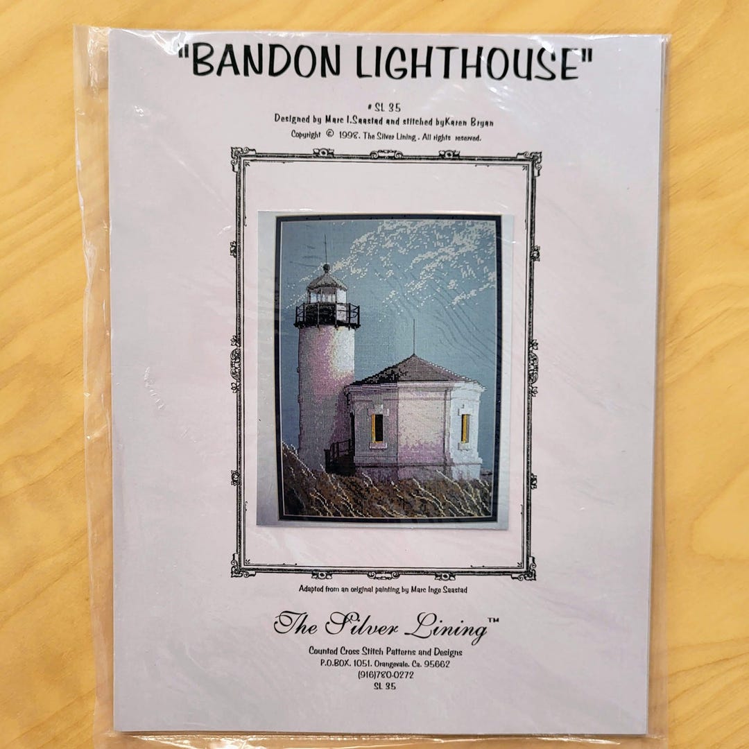 Vintage Counted Cross Stitch Pattern Bandon Lighthouse by the Silver ...