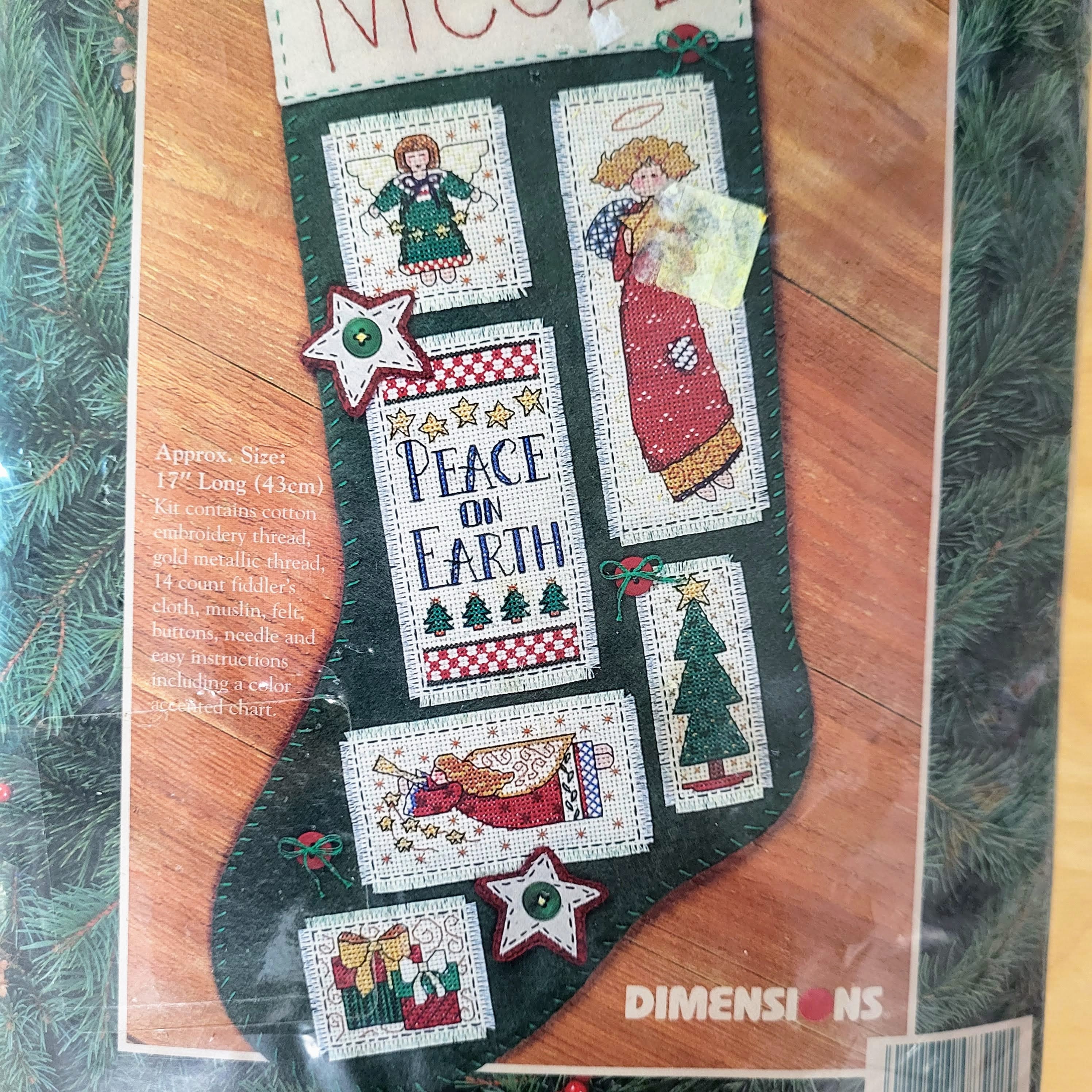 Vintage Dimensions Counted Cross Stitch Kit Peace on Earth Stocking by ...