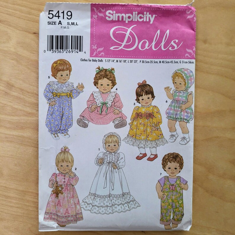 Simplicity Crafts Sewing Pattern 5419 Doll Clothing Pattern - Etsy