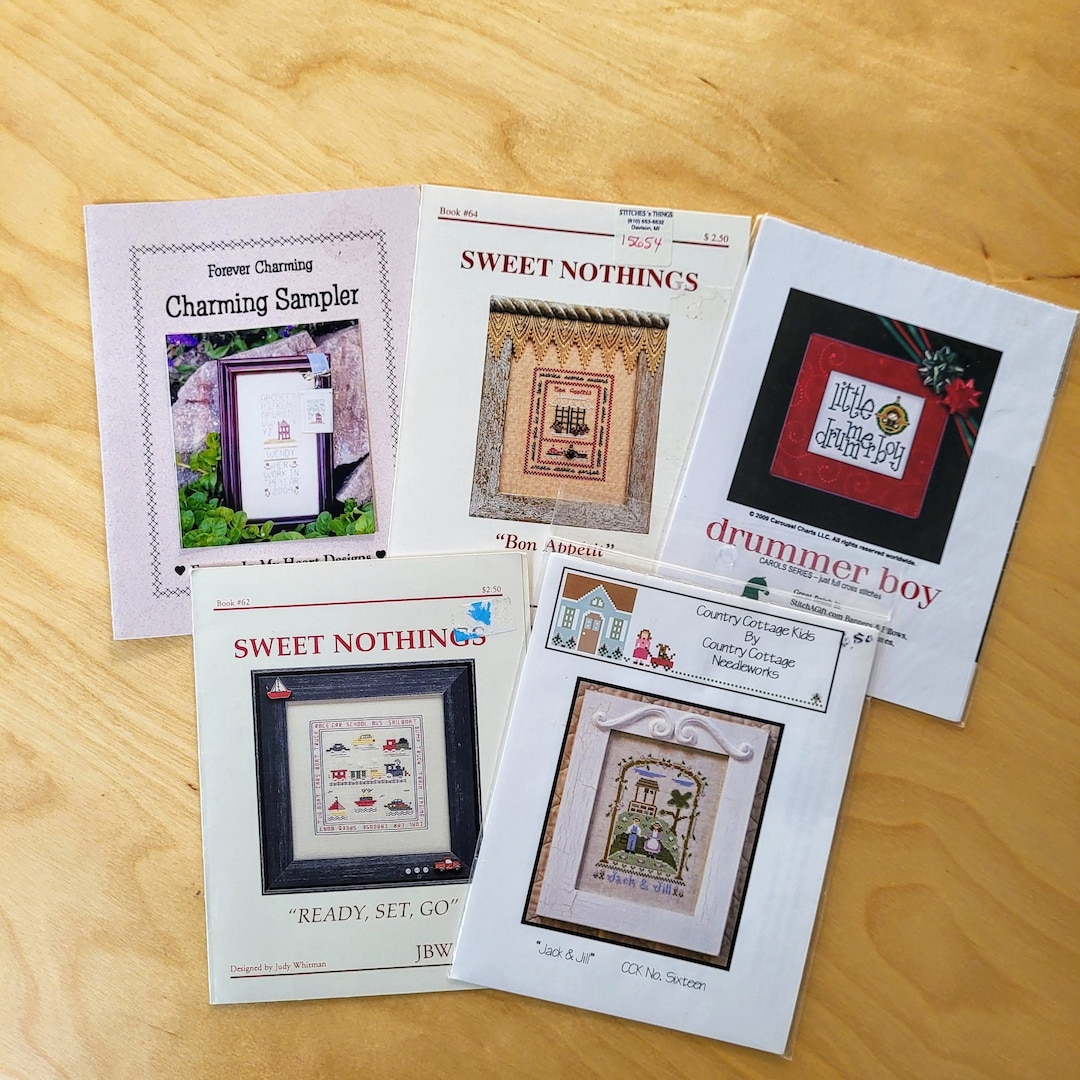 Set of 5 Mini Cross Stitch Patterns Charming Sampler, Little Drummer ...