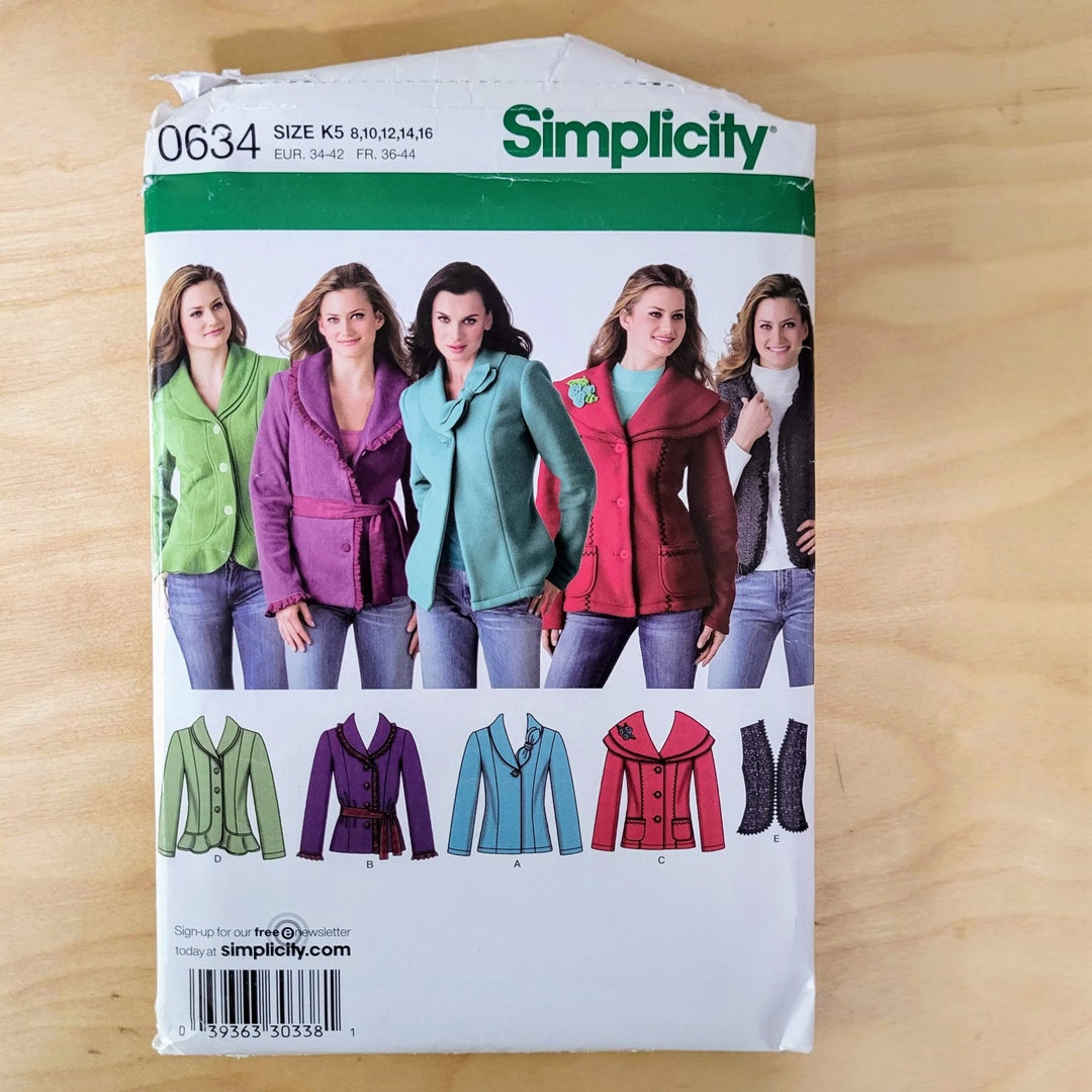 Simplicity Sewing Pattern 0634 Coats, Jackets & Vests, Collar ...