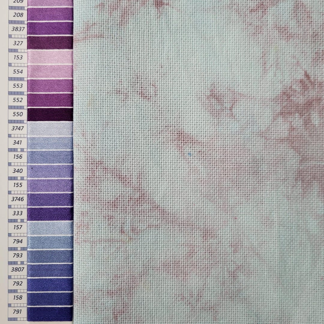 Hand Dyed 16 Count Aida for Cross Stitch or Embroidery, Light Blue and ...