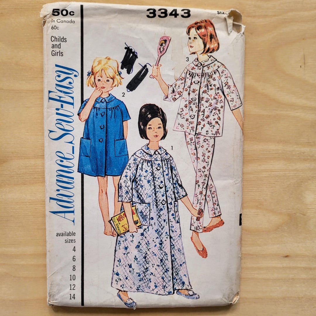 Advance Sew Easy Sewing Pattern 3343 Child's and Girl's Robe, and Pants ...