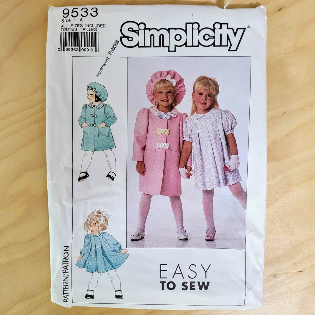 Simplicity Sewing Pattern 9533 Little Girl's Dress, Lined Coat & Hat ...