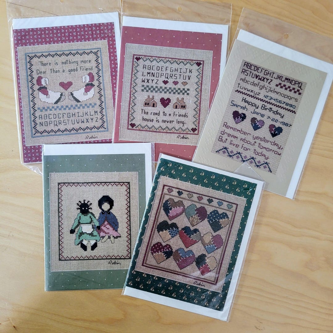 Set of 5 Mini Counted Cross Stitch Patterns Folk Embroidery, Country ...