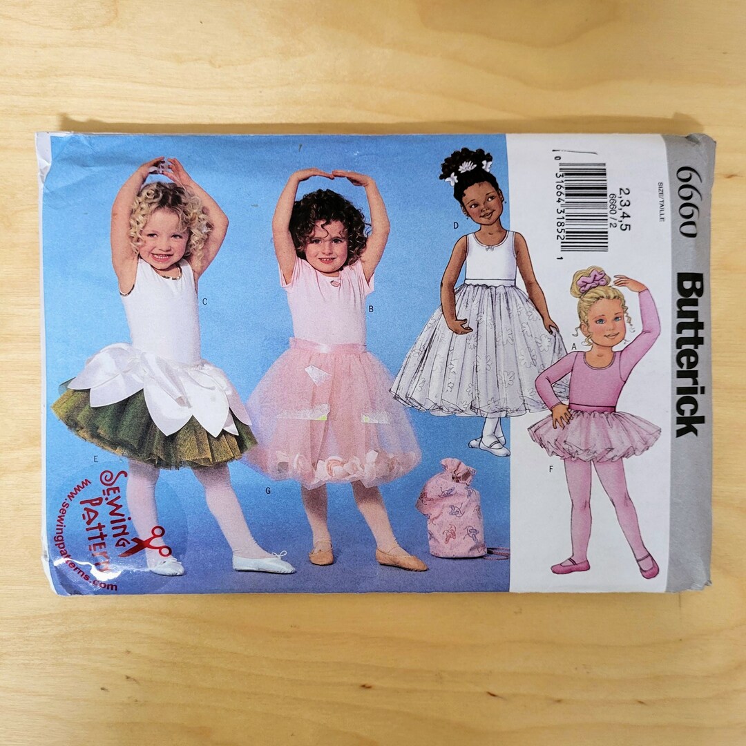 Butterick Sewing Pattern 6660 Leotard, Skirt Bag and Ponytail Holder ...