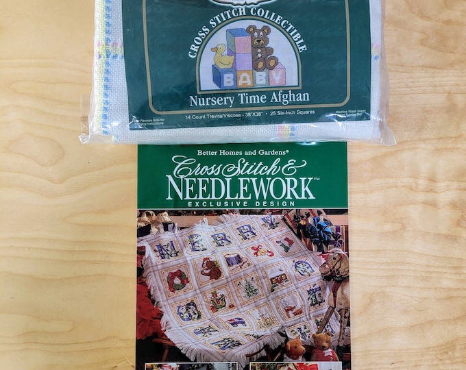 Set of 2 Charles Craft Cross Stitch Nursery Time Afghan and Counted ...