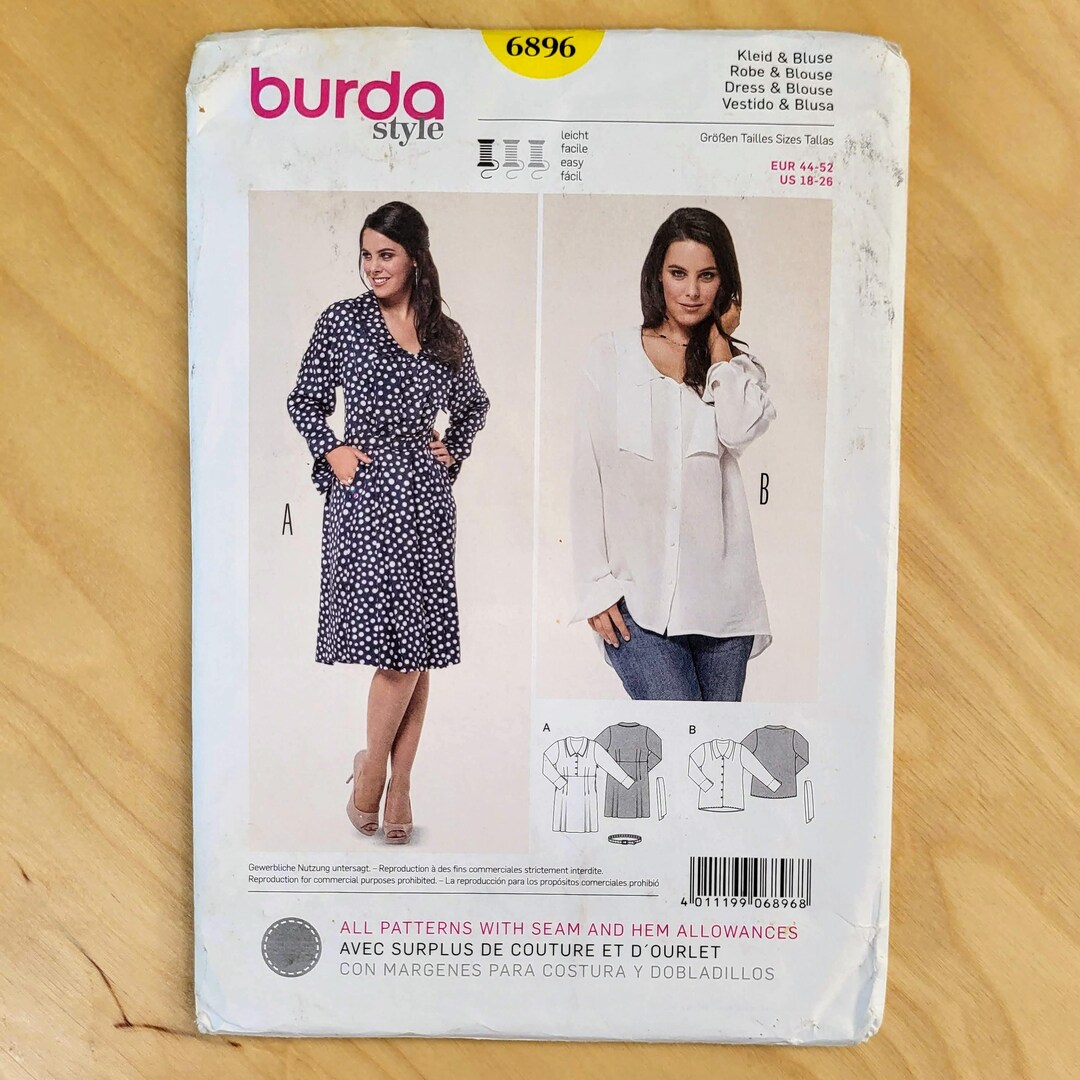 Burda Sewing Pattern 6896 Women Dress and Blouse, Sizes 18-26 - Etsy