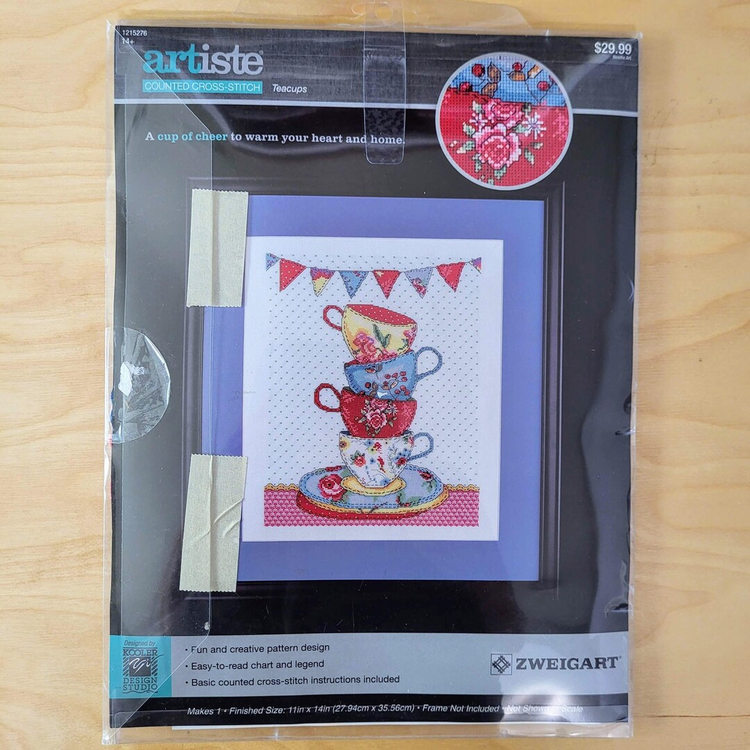 Kooler Design Studio Artiste Mini Counted Cross Stitch Kit Tea Cups - Etsy