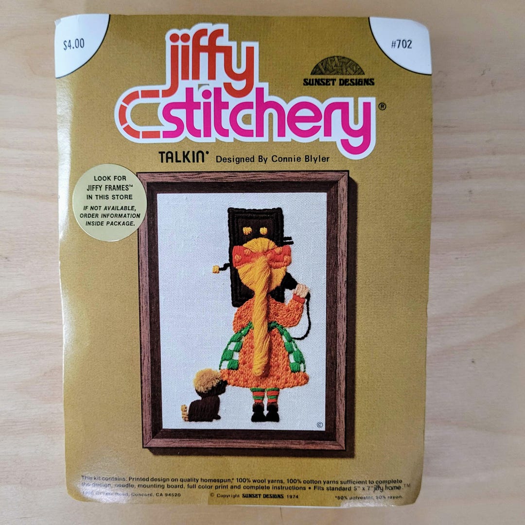 Vintage Dimensions Jiffy Stitchery Crewel Embroidery Kit Talking - Etsy